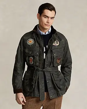 Ralph Lauren Camo Oilcloth Bike Jacket In Berkshire Camo - 40% Off